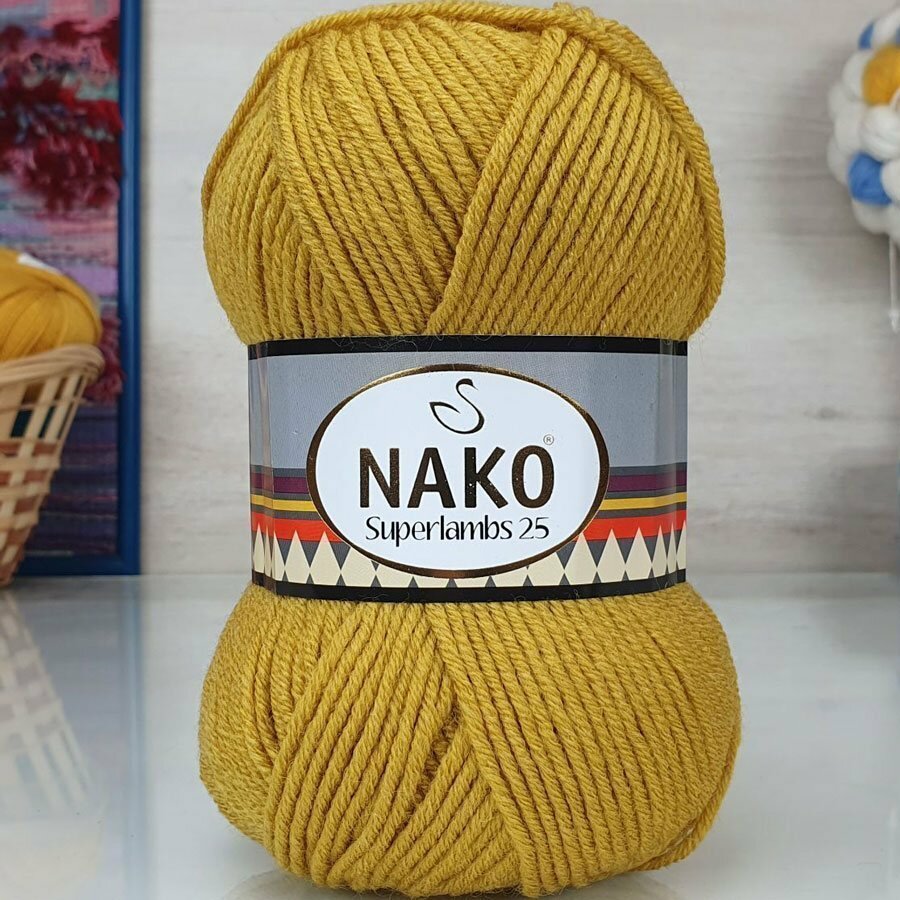 Пряжа Nako SUPERLAMBS 25 10273 горчица (5 мотков)