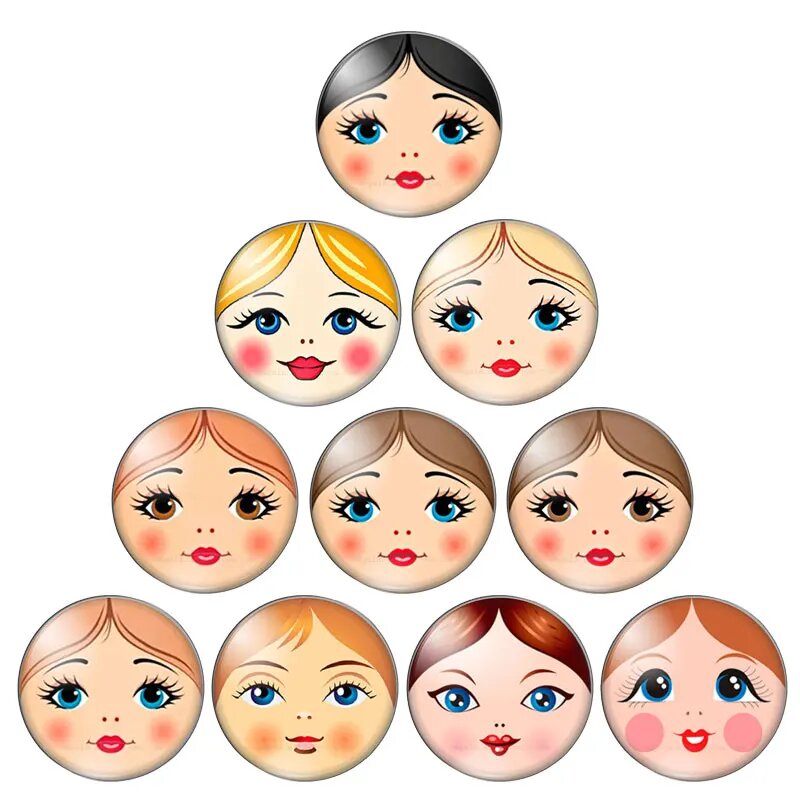 Матрёшки стеклянные, 10 шт. 12mm, Mix 1