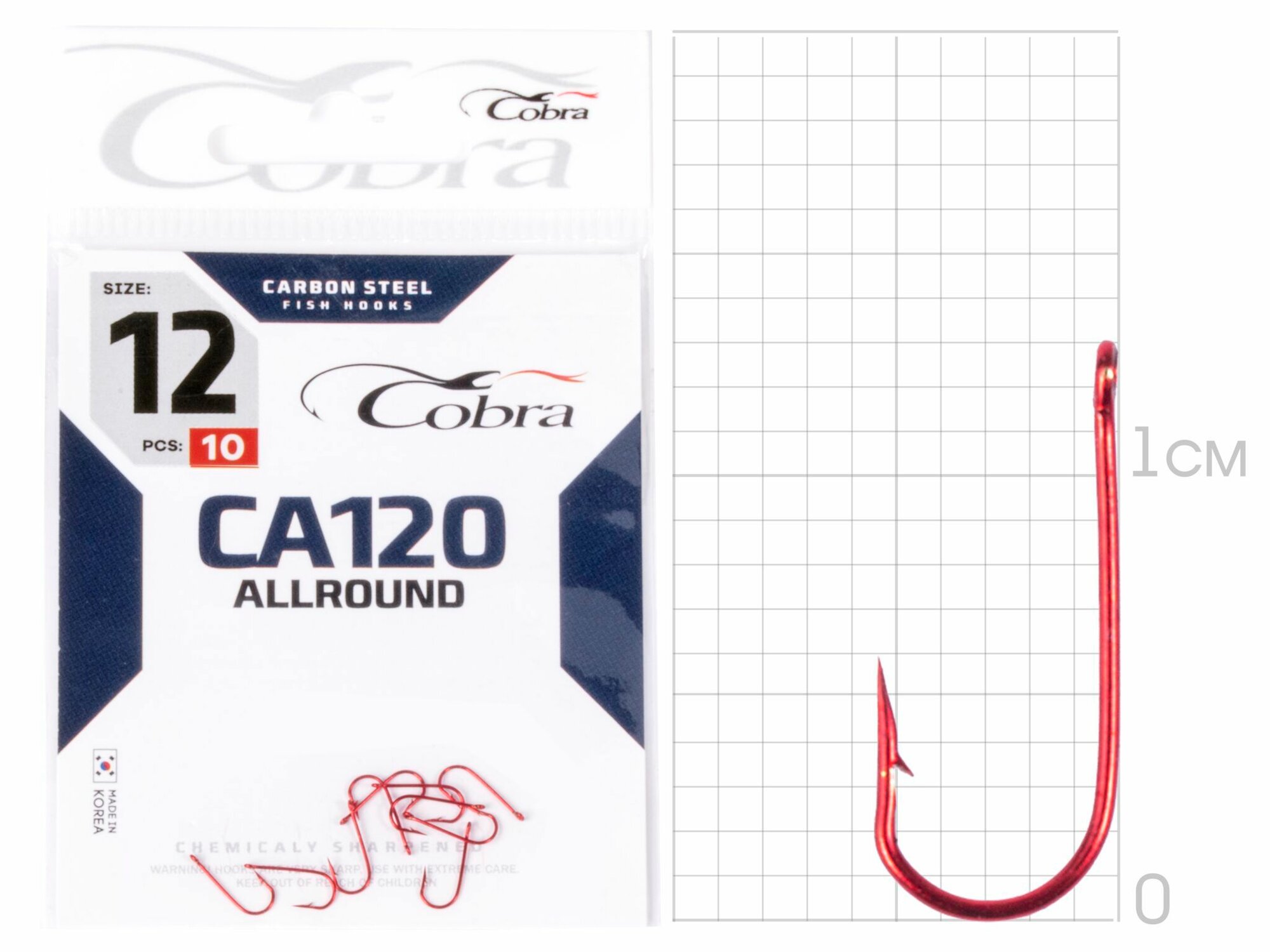 Крючки рыболовные Cobra Allround MIRAGE CA120, размер 12, 10шт в упаковке / Крючки для рыбалки Кобра Оллраунд мираж