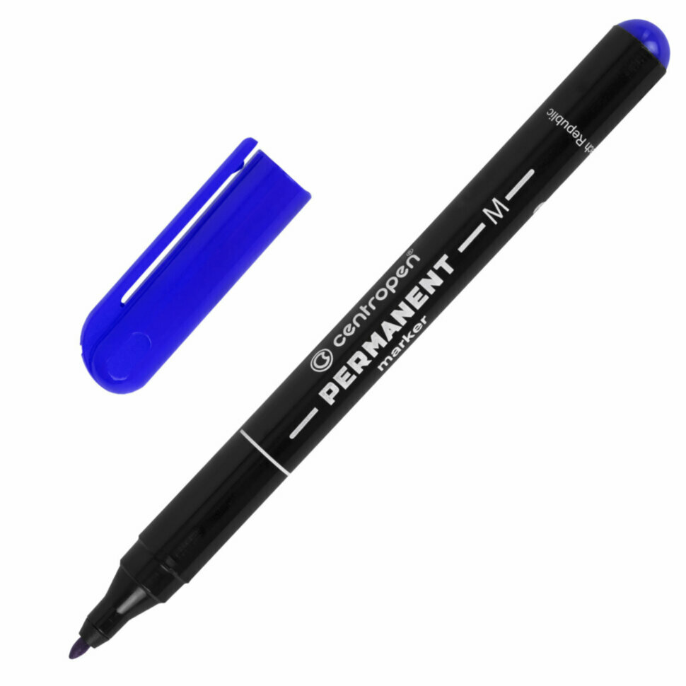 Маркер перманентный CENTROPEN 2846, синий, тонкий наконечник, 1 мм, 6 2846 9406, 150206