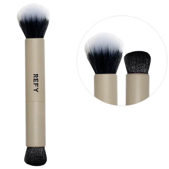 Кисть Refy "Duo Face Brush", для лица, для бронзера, белые и мягкие щетинки