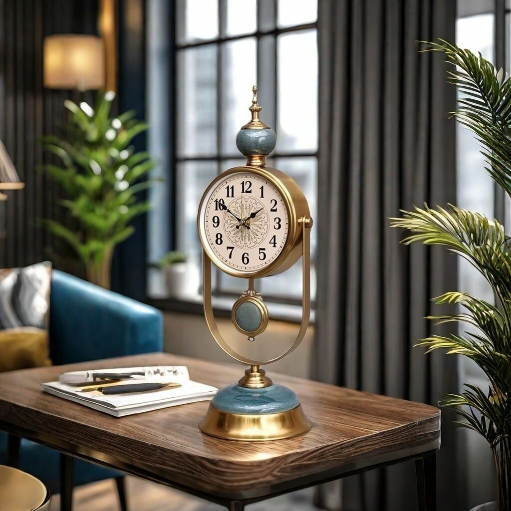 Настольные каминные часы, Старинный европейский стиль, с маятником, бесшумный, Глазурованная керамика, используется в отделке дома, офиса, отеля