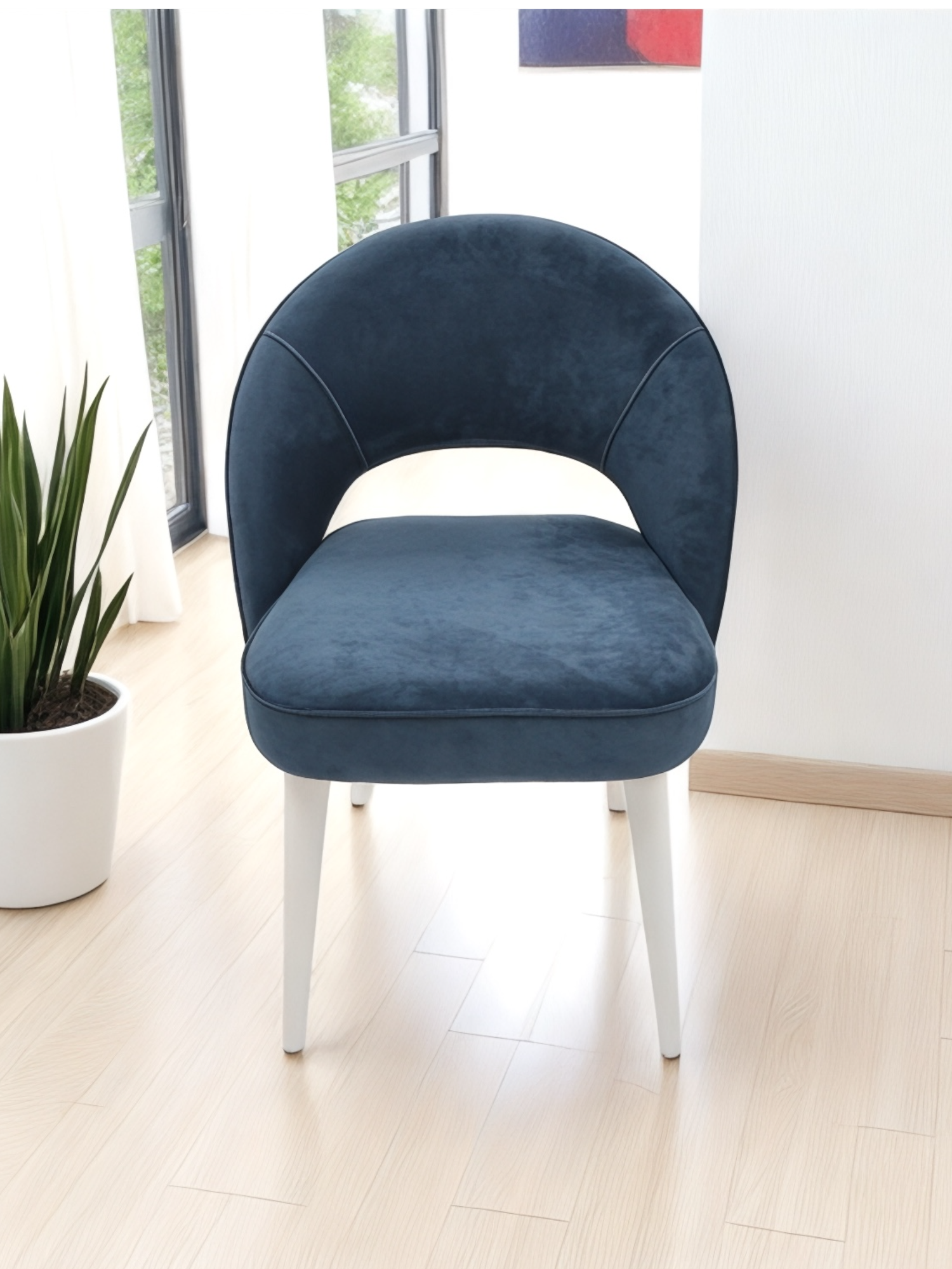 Стул кухонный Цвет ткани: синий, Цвет ножек: белый, Качественная мебель