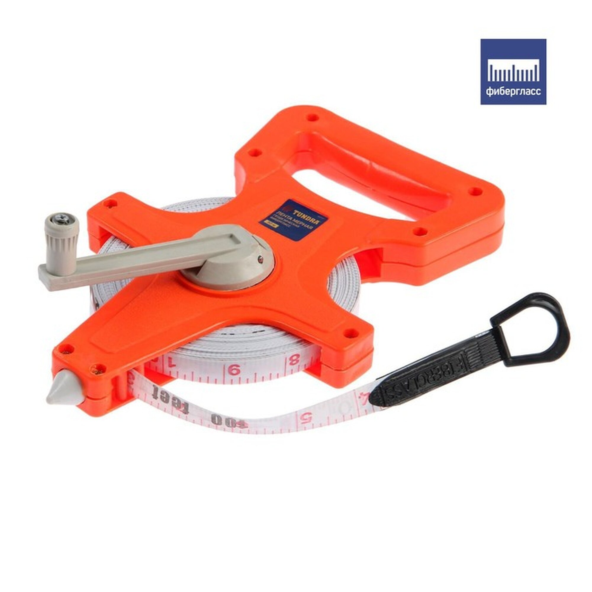 Рулетка геодезическая тундра, фиберглассовая лента, 30 м, 1 шт.