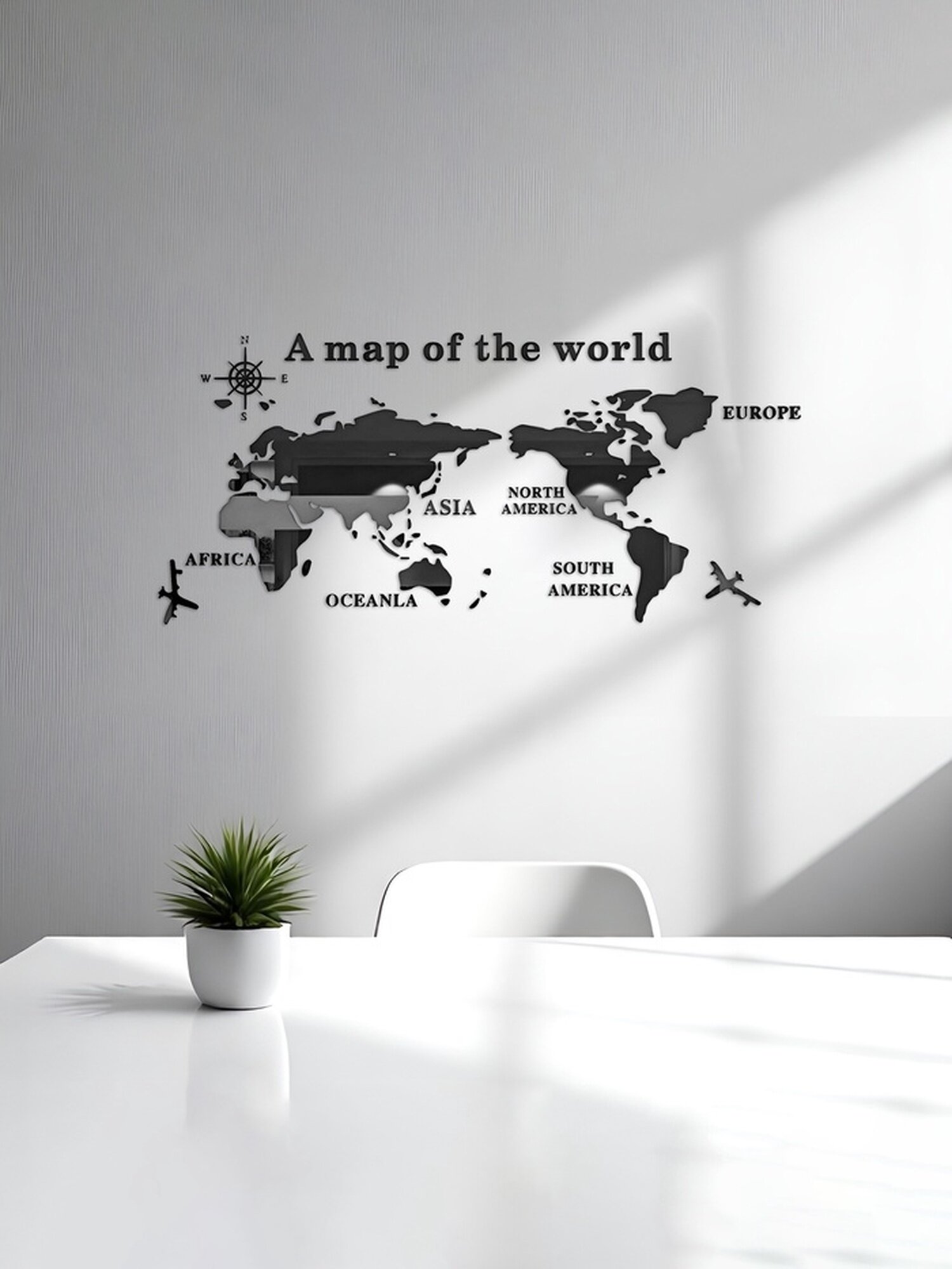 Набор наклеек интерьерных TAKE IT EASY «Карта мира», зеркальные, декор настенный, панно 54×120 см