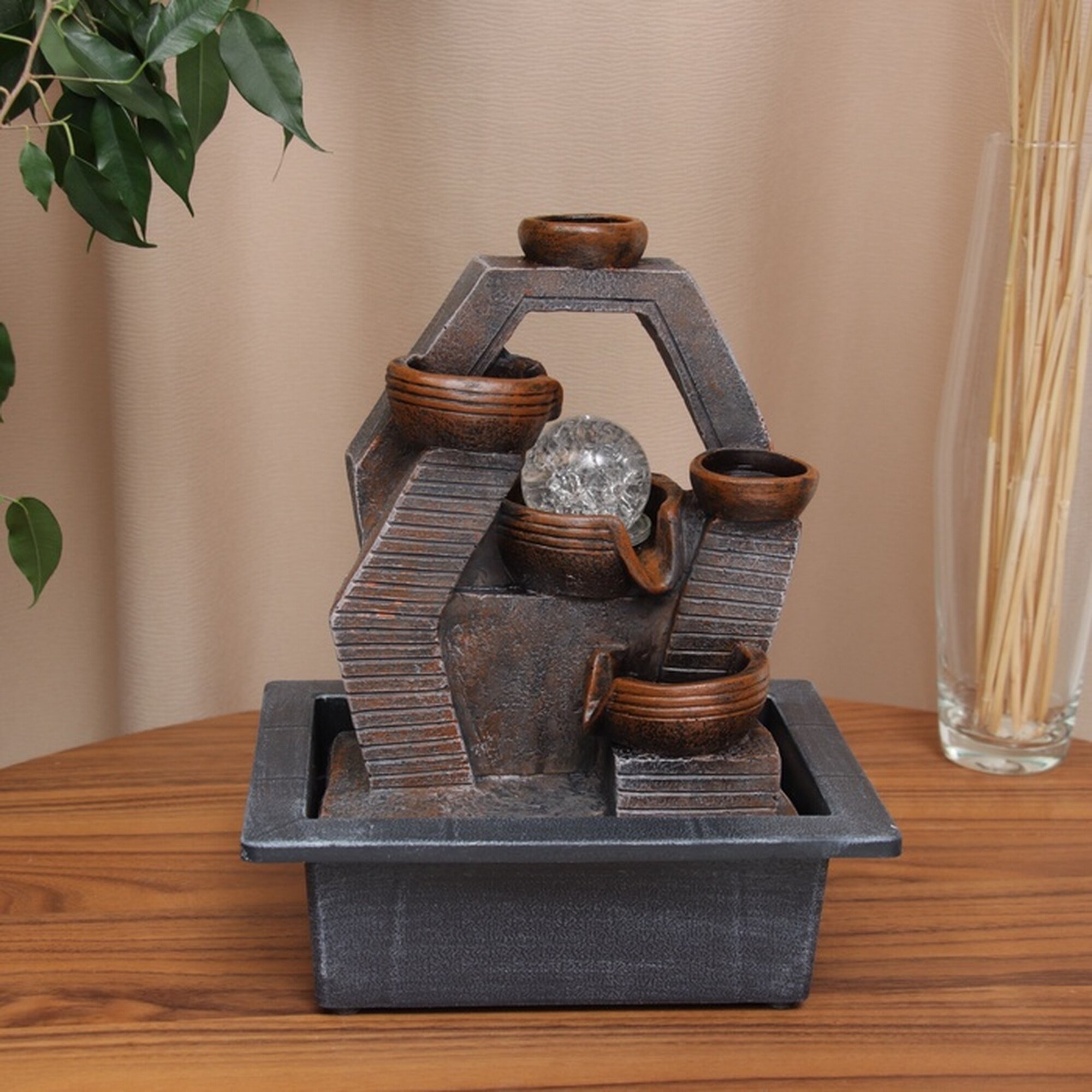 Фонтан Сима-ленд «Кеннет», настольный, с подсветкой, полистоун/стекло, 28x23 см