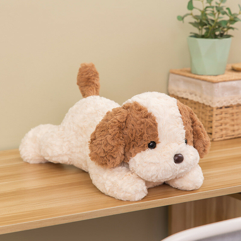 Wonderful plush dog stuffed animal pillow in brown gray for girls birthday gift stylea 65cm1 1