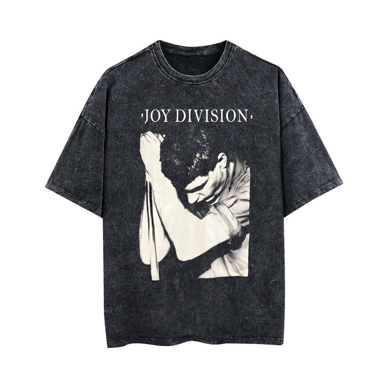 Футболка Joy Division с большим принтом Иэна Кертиса Черный ретро-костюм с коротким рукавом