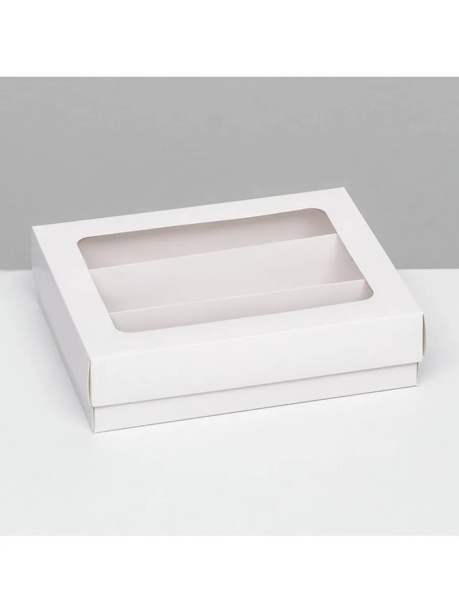 Коробка для макарун, с ложементом, белая 21 х 16,5 х 5,5 см