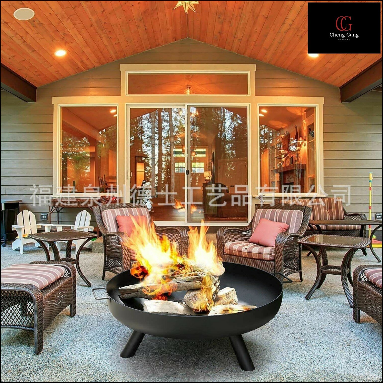 Эксклюзивная металлическая чаша 58 см на треноге для садовых и террасных вечеров у огня с надежной конструкцией