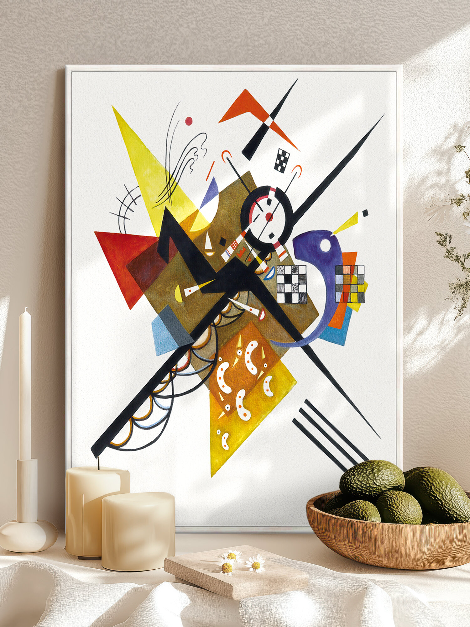 Картина "на белом 2" 53х73 - интерьерная картина в раме, вертикальная, на бумаге, на стену, абстракция, Арт Хаус