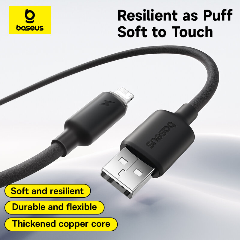 Кабель Baseus Foamed Silicone USB-A to Lightning 8pin, 2.4A (E0426900) черный