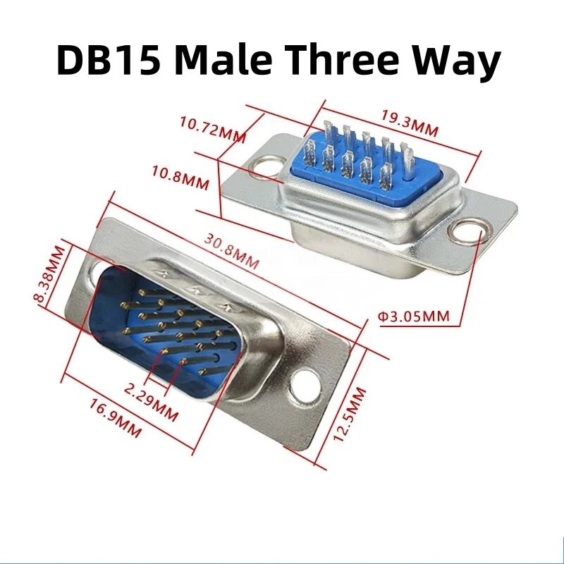 D-SUB 15-контактный разъем DB15 Male 3way 5PCS