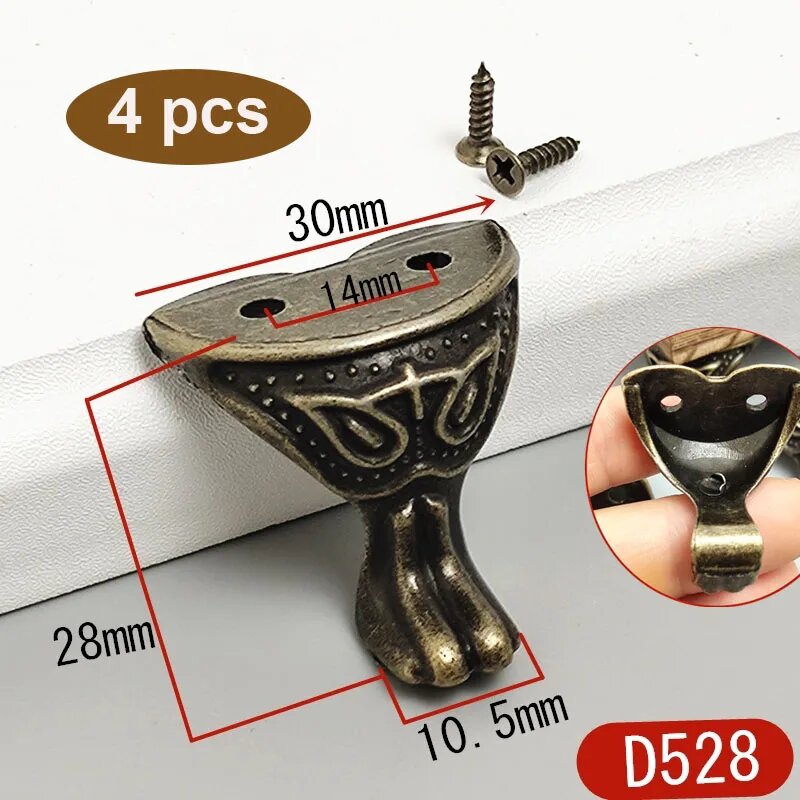 Металлические декоративные ножки для мебели, 4 шт, античная бронза D528 4pcs