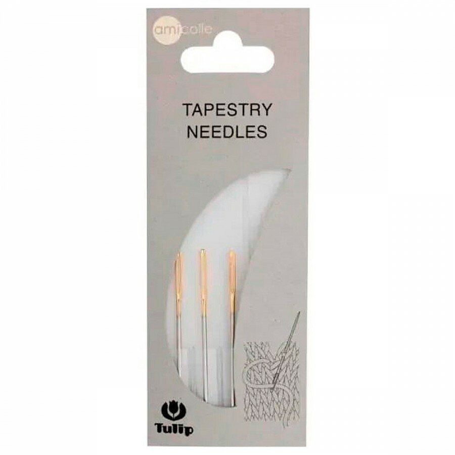 Иглы ручные для шитья пряжей, круглый наконечник, размер 1,24*48,5мм (N 18), сталь, Tulip, AC-039e