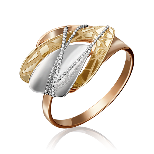 Кольцо, комбинированное золото, 585 проба