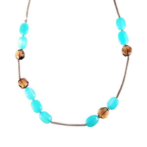 Колье, серебро, 925 проба, халцедон, раухтопаз