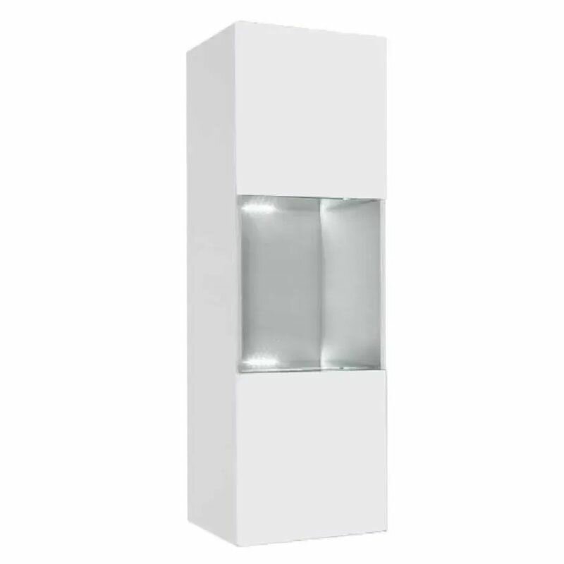 Шкаф-витрина Флорис 007 (Белый глянец холодный/Белый)