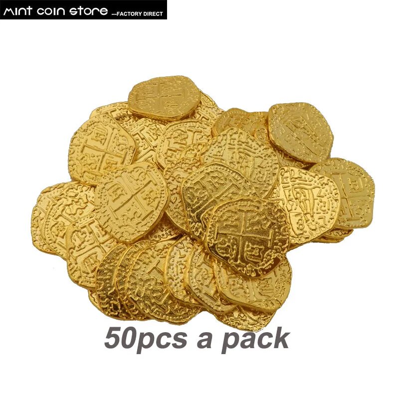 Металлические монеты Doubloon gold 50pcs a pack