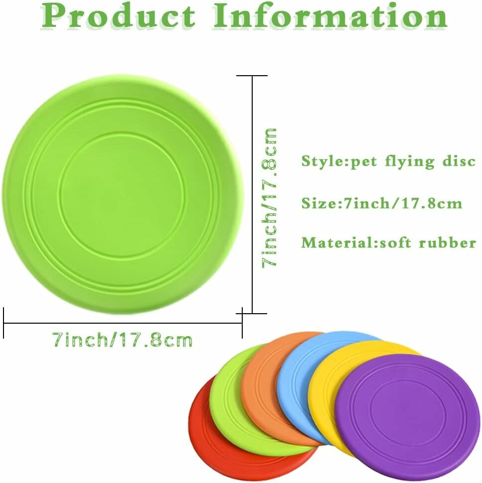 Bvrbaory 6 шт. летающие диски для собак — Мягкие летающие тарелки для маленьких и средних собак — Безопасны для зубов — Водоплавающие — Силиконовые