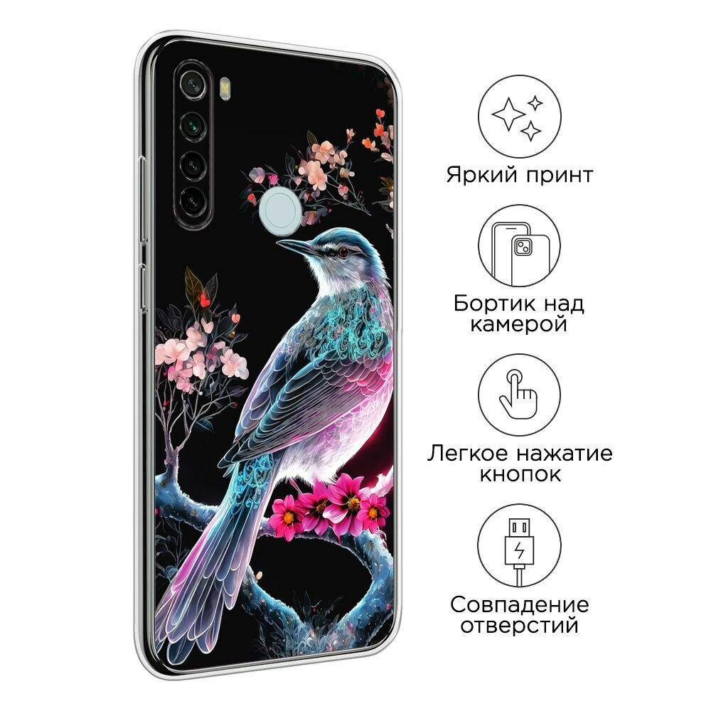 Чехол на Xiaomi Redmi Note 8T / Сяоми Редми Нот 8Т с принтом "Птица на цветущем дереве" — фото 1