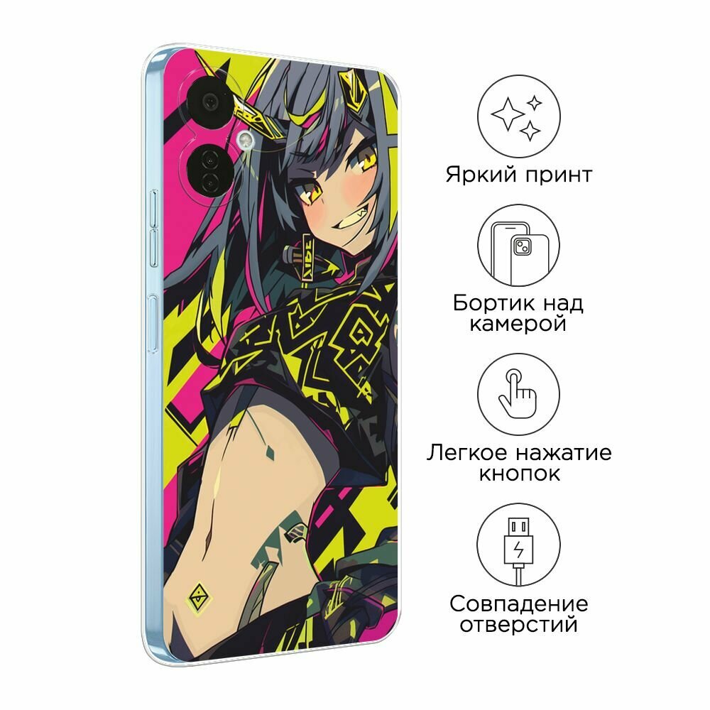 Чехол на Tecno Camon 19 Neo / Техно Камон 19 Нео с принтом "Девушка в кибер костюме" — фото 1
