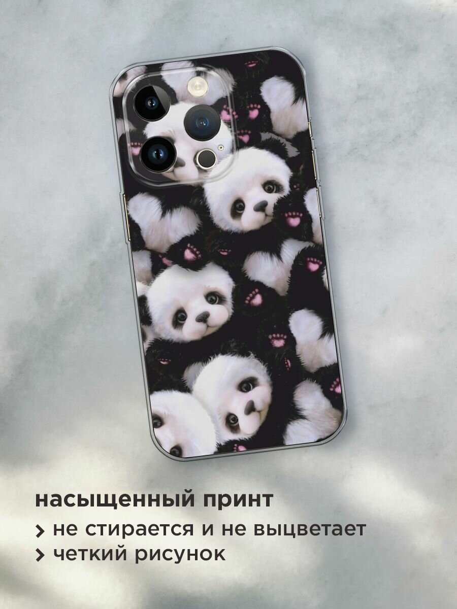 Чехол на Apple iPhone 14 Pro / Айфон 14 Про с принтом "Море панд" — фото 1