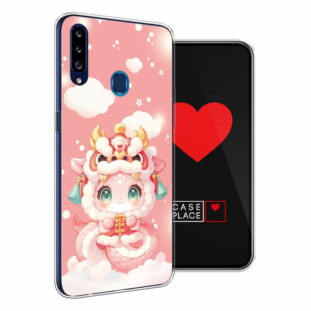 Чехол на Samsung Galaxy A20s / Самсунг Галакси A20s с принтом Розовая китайская змейка 1 — фото 1