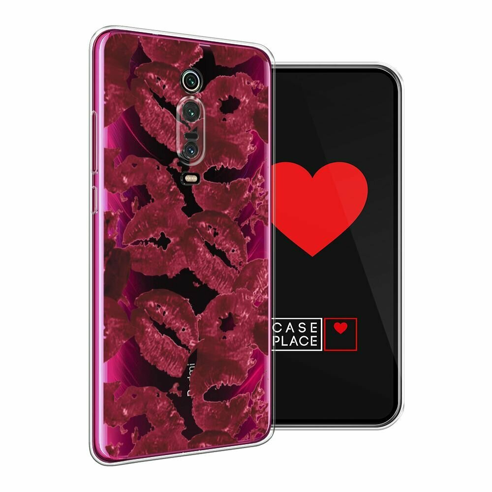 Чехол на Xiaomi Redmi K20/K20 Pro/Mi 9T/9T Pro / Сяоми Редми К20/K20 Pro/Mi 9T с принтом "Помада паттерн 2", прозрачный — фото 1
