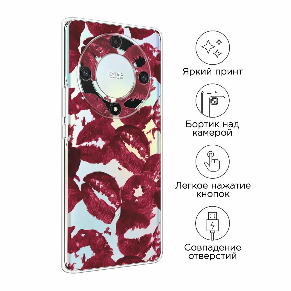 Чехол на Honor X9A / Хонор X9A с принтом "Помада паттерн 2", прозрачный — фото 1