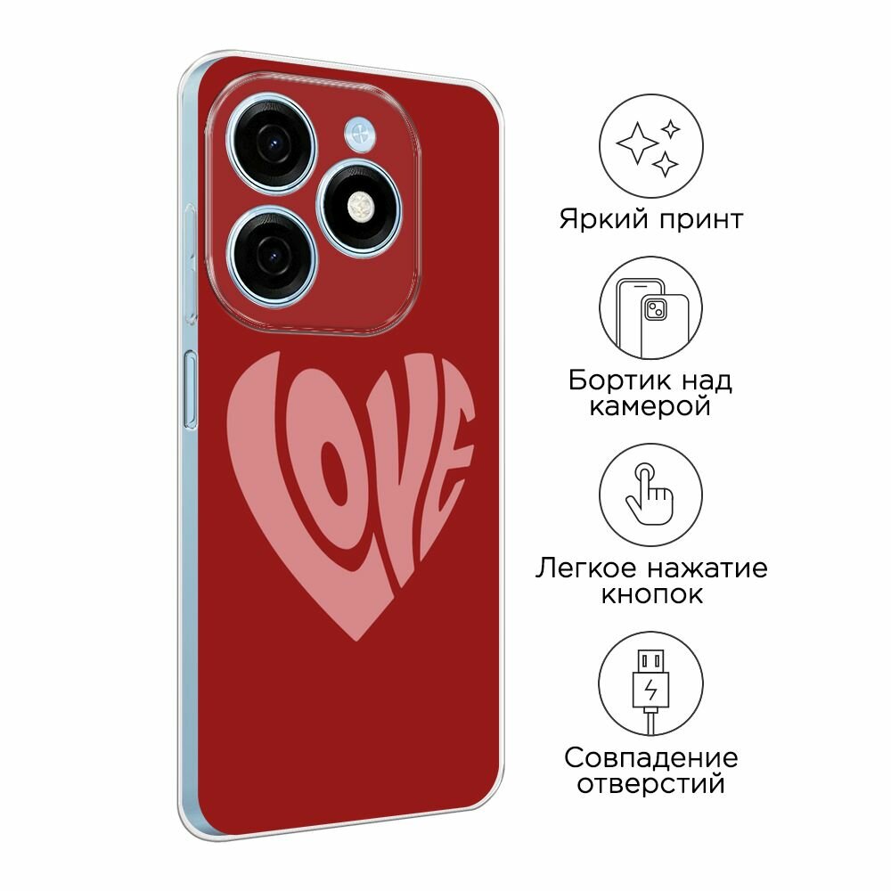 Чехол на Tecno Spark 20 / Текно Спарк 20 с принтом "Love heart 1 - 14 февраля" — фото 1