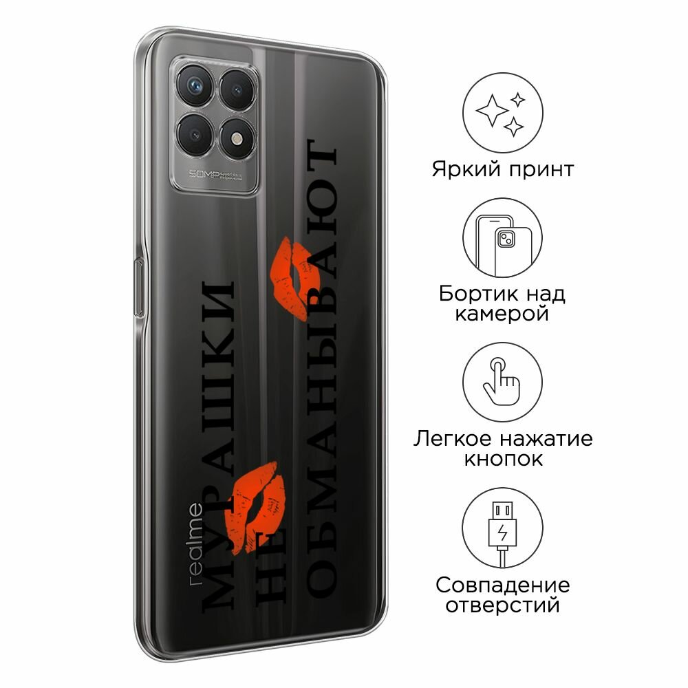 Чехол на Realme 8i / Реалми 8i с принтом "Мурашки не обманывают 1 - 14 февраля", прозрачный — фото 1