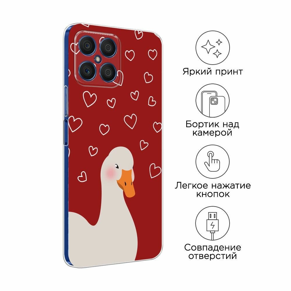 Чехол на Honor X8 / Хуавей X8 с принтом "Влюблённый гусь 1 - 14 февраля" — фото 1
