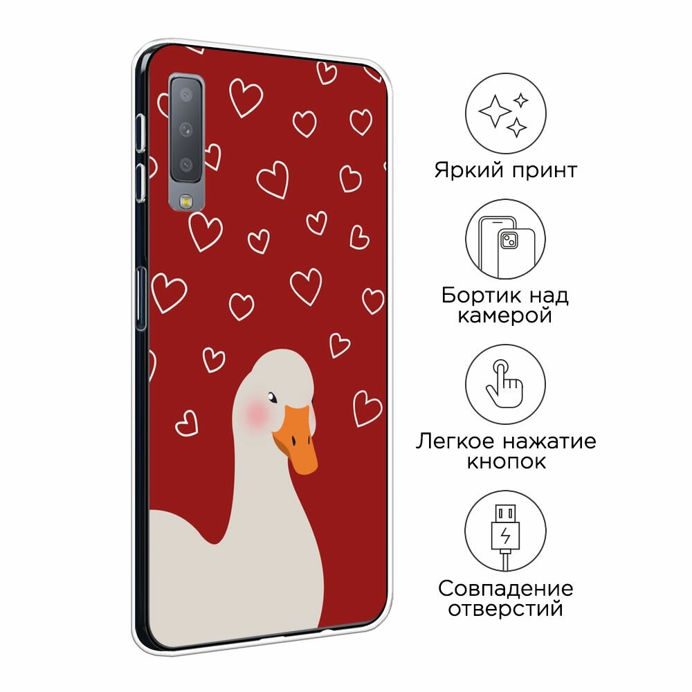Чехол на Samsung Galaxy A7 2018 / Самсунг Галакси А7 2018 с принтом "Влюблённый гусь 1 - 14 февраля" — фото 1
