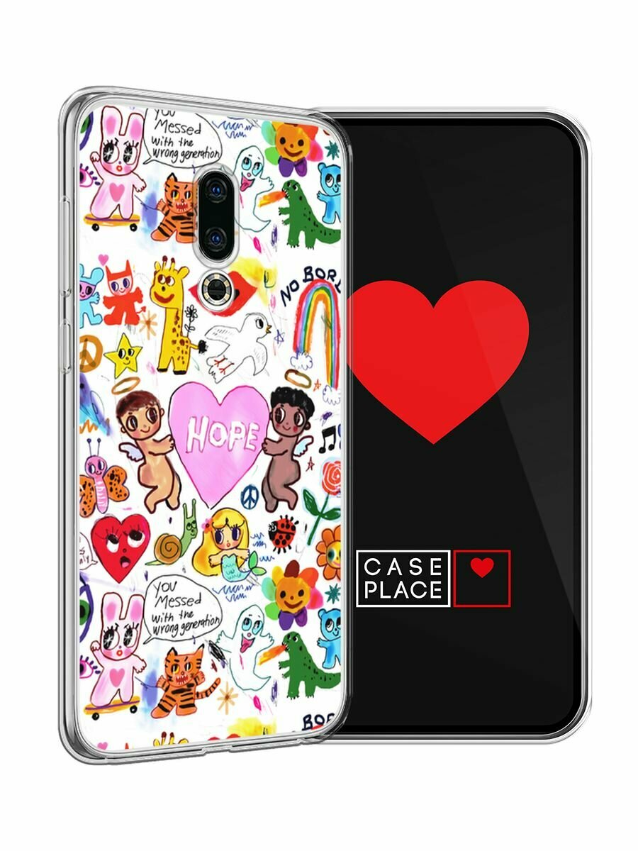 Силиконовый чехол на Meizu 16th / Мейзу 16th с принтом "Милые рисунки" — фото 1
