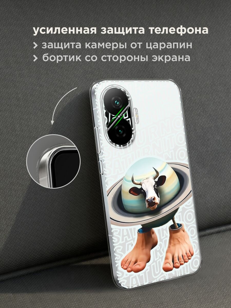 Чехол на Poco F7 / Поко F7 с принтом "Сатурнито сатурно 2", прозрачный — фото 1
