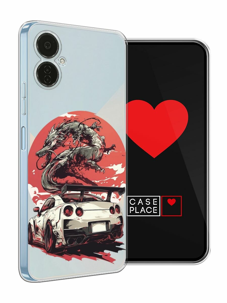 Чехол на Tecno Camon 19 Neo / Техно Камон 19 Нео с принтом "Car and dragon", прозрачный — фото 1