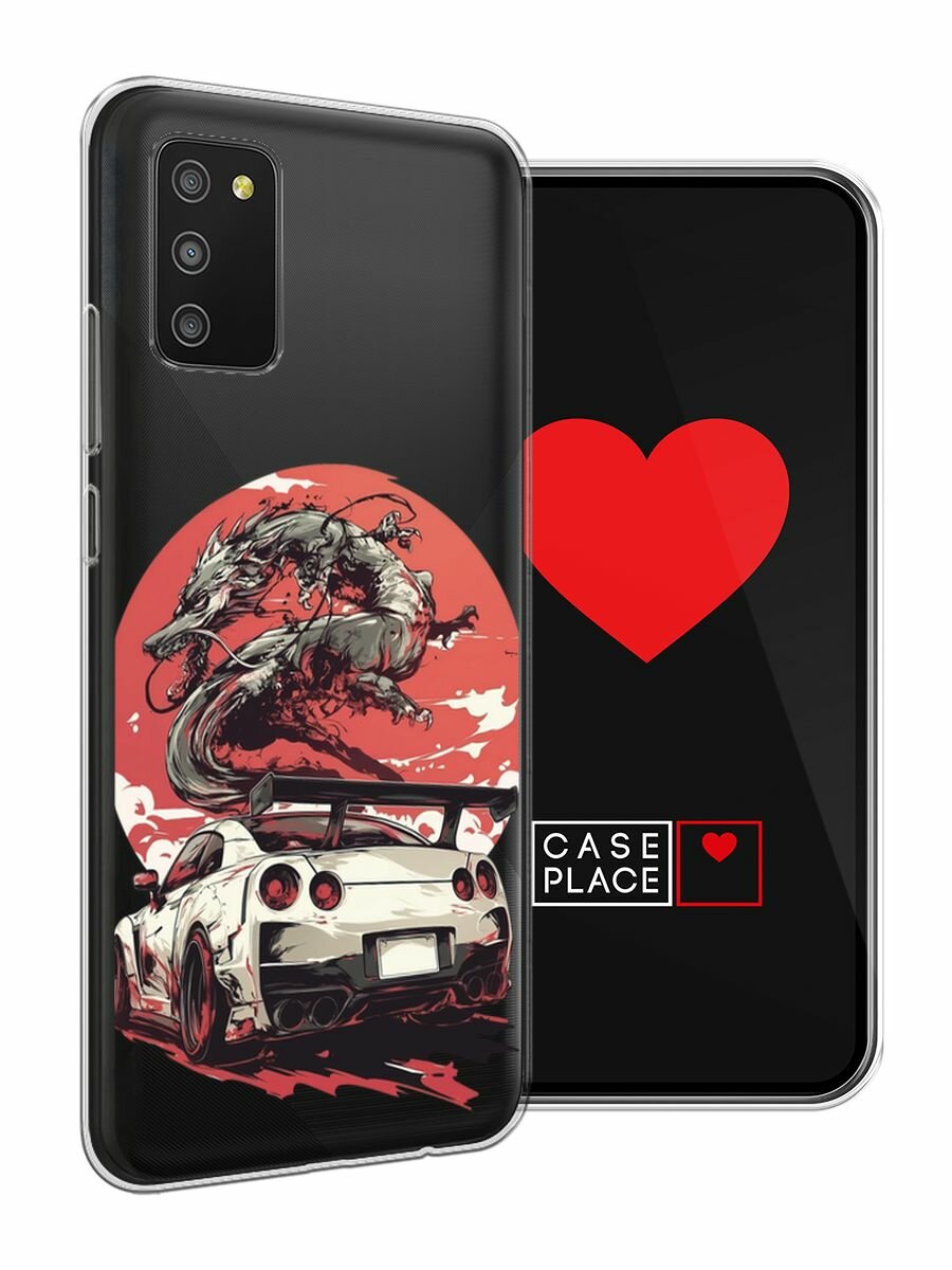 Чехол на Samsung Galaxy A02s / Самсунг Галакси A02s с принтом "Car and dragon", прозрачный — фото 1