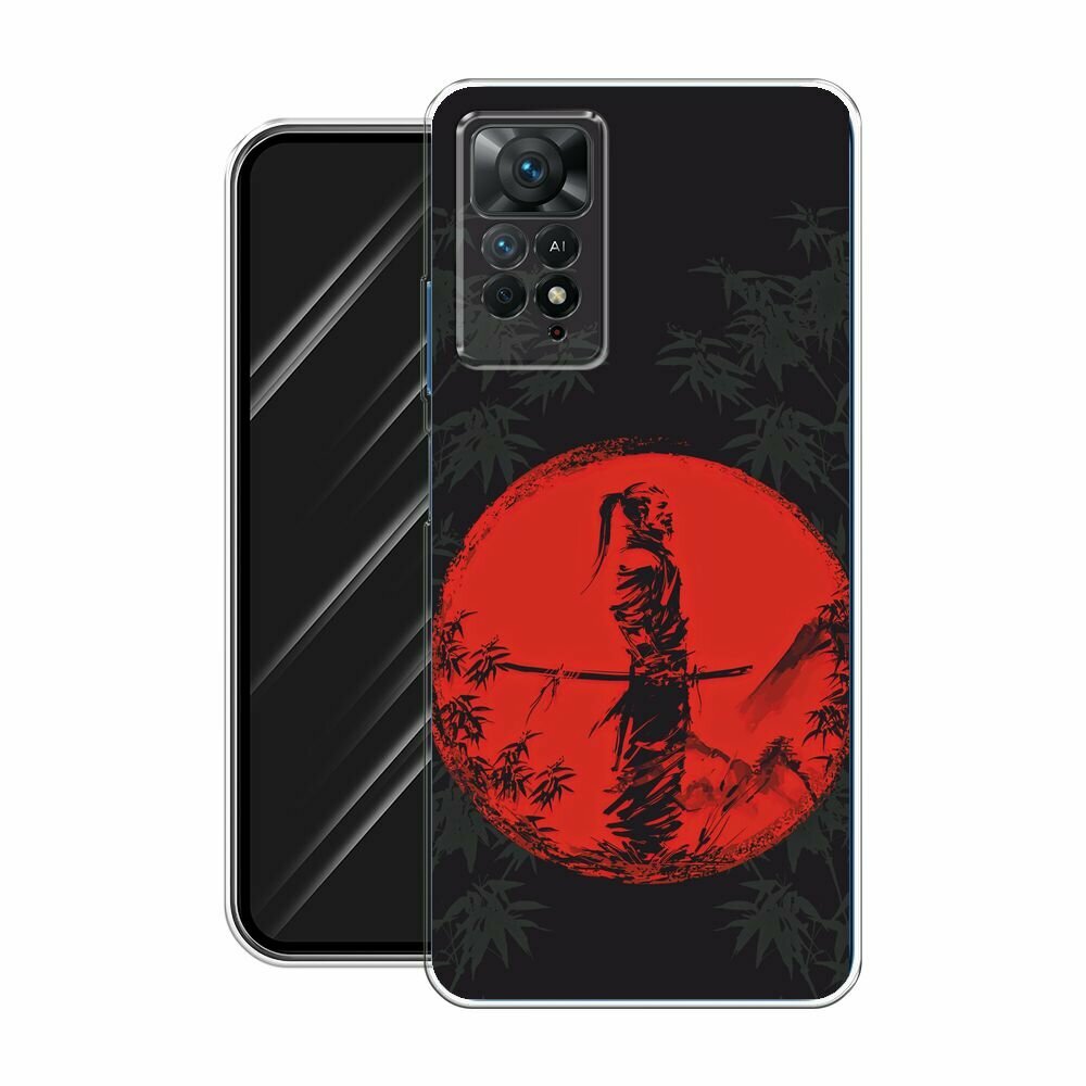 Чехол на Xiaomi Redmi Note 11E Pro / Сяоми Редми Нот 11E Pro Про с принтом "Самурай на красном фоне" — фото 1