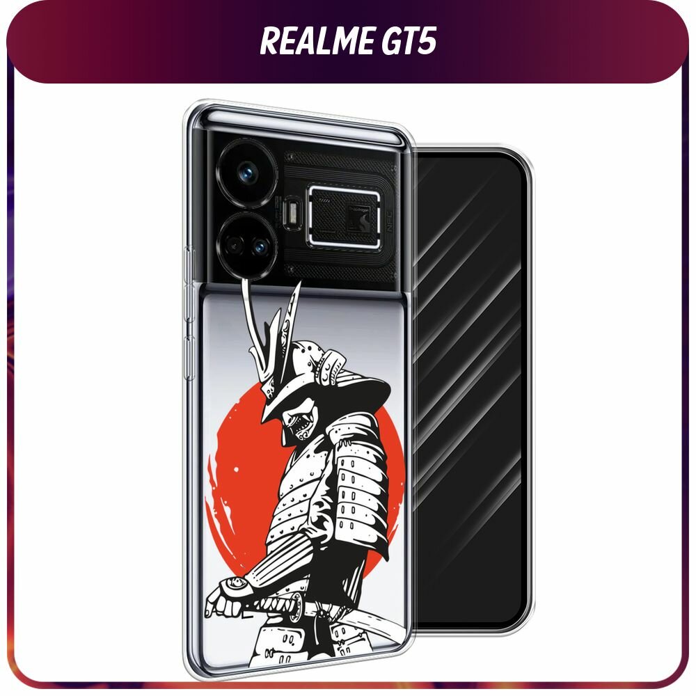 Чехол на Realme GT5 / Реалми GT5 с принтом "Самурай с катаной", прозрачный