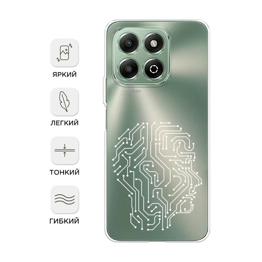 Чехол на Honor X6b / Хонор X6b с принтом Мозг программиста, прозрачный — фото 1