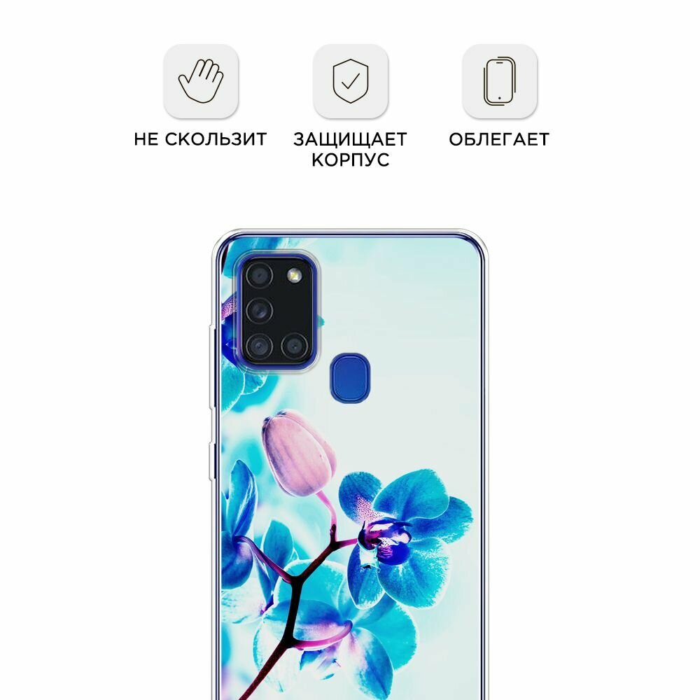 Чехол на Samsung Galaxy A21s / Самсунг Галакси A21s с принтом "Голубая орхидея" — фото 1
