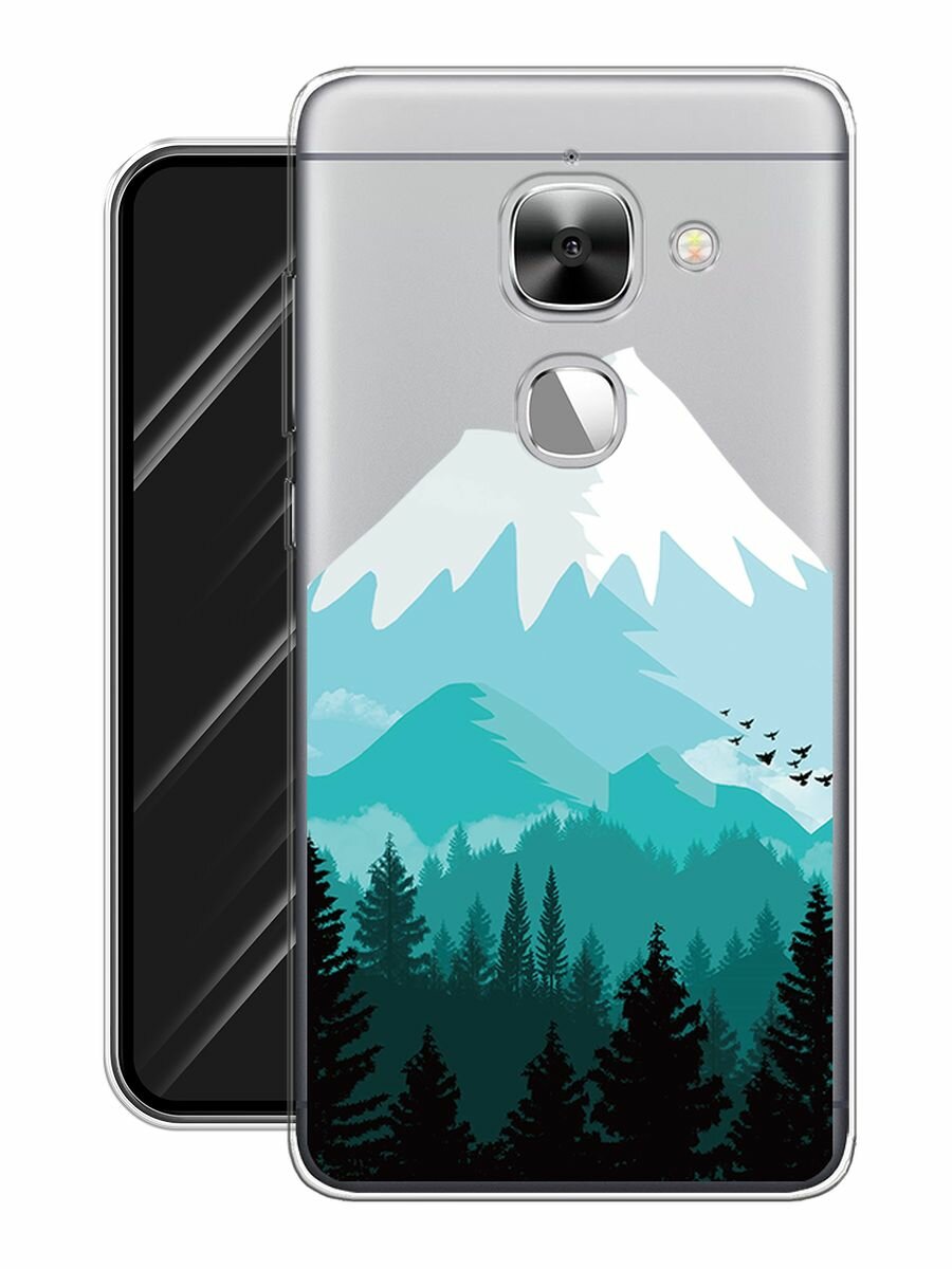 Чехол на LeEco Le 2/2 pro / Лееко Ле 2/2 про с принтом "Синяя снежная гора", прозрачный — фото 1