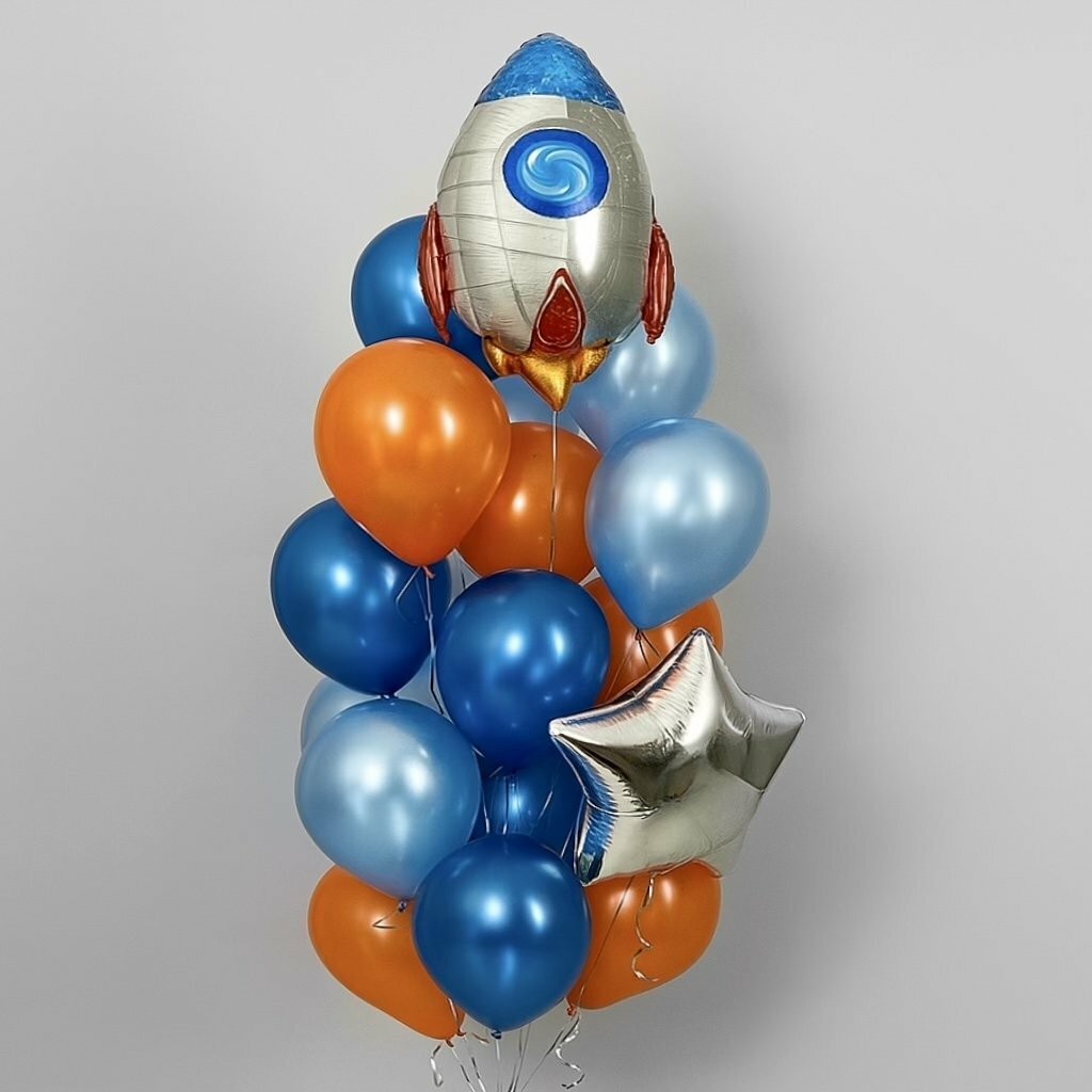 Букет из воздушных шаров с ракетой