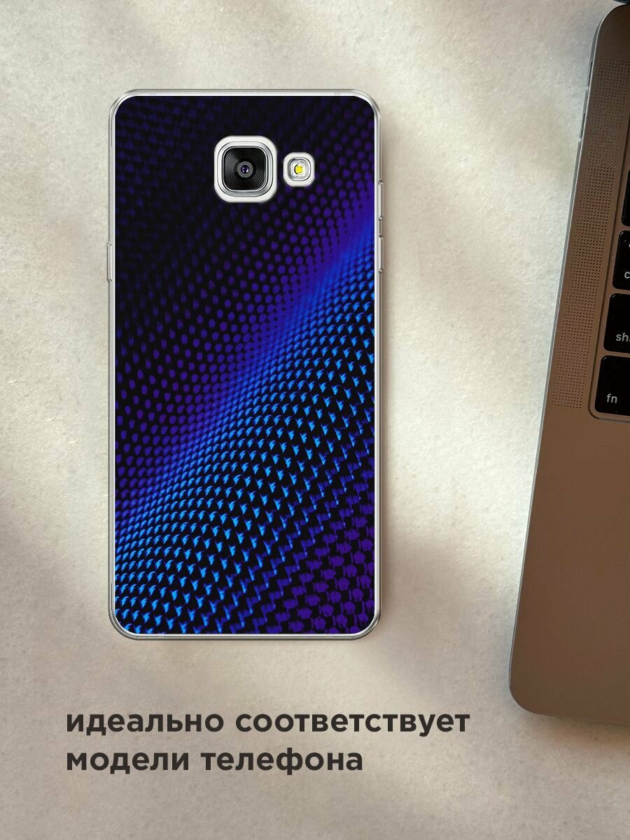 Чехол на Samsung Galaxy A5 2016 / Самсунг Галакси А5 2016 с принтом "Синий карбон" — фото 1