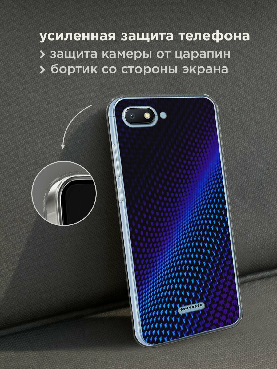 Чехол на Xiaomi Redmi 6A / Сяоми Редми 6А с принтом "Синий карбон" — фото 1