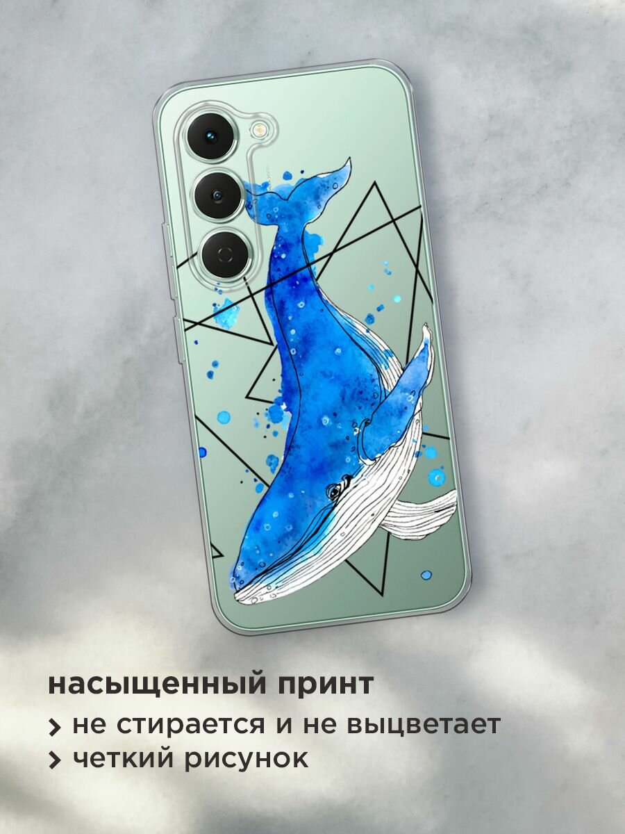 Чехол на Tecno Spark 40 Pro / Текно Спарк 40 Про с принтом "Кит графика", прозрачный — фото 1