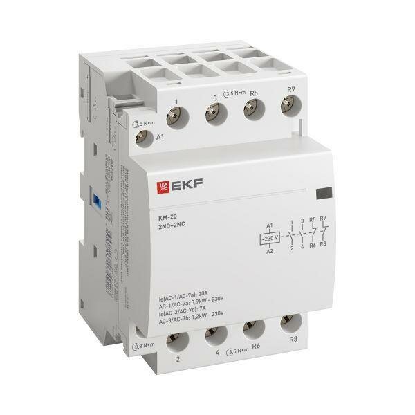 Контактор модульный EKF КМ 20 А 2NО+2NC, 3 модуля