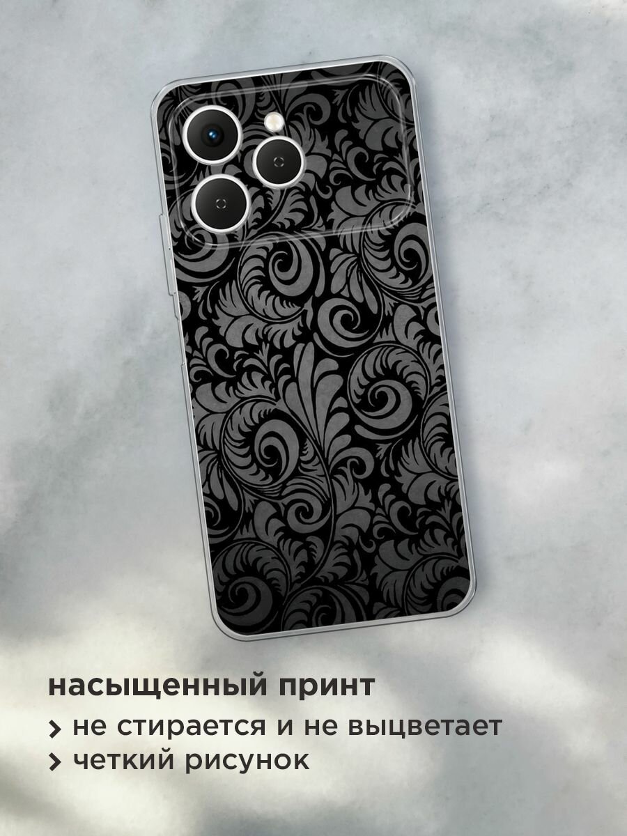 Чехол на Tecno Spark 40 / Текно Спарк 40 с принтом "Чёрный узор" — фото 1