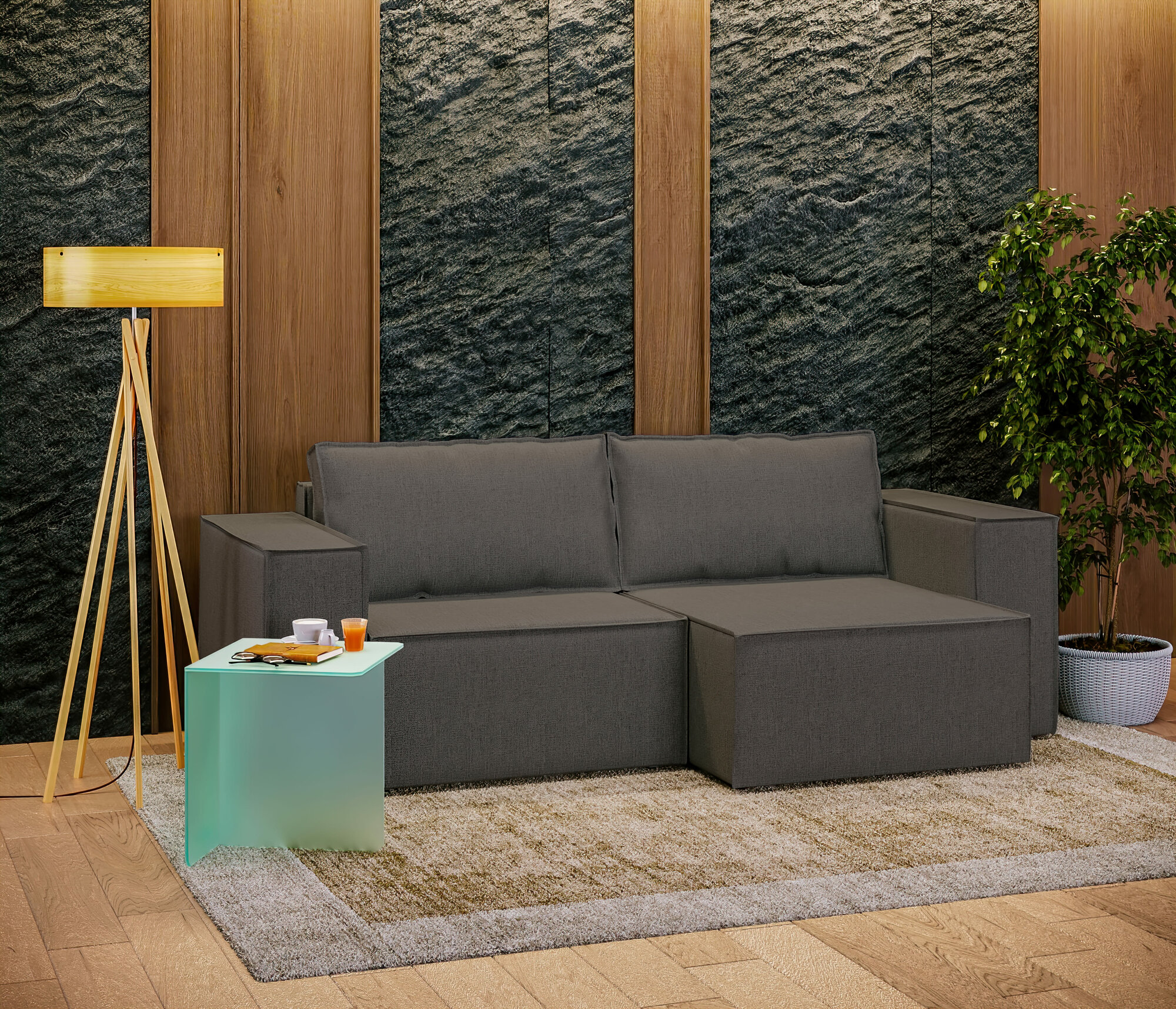 Угловой диван эби, еврокнижка, рогожка саванна кофе , ППУ